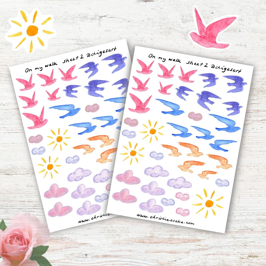 Planner Sticker Sheet Bundle Nature, Sky Stickers, Clouds, Weather ...