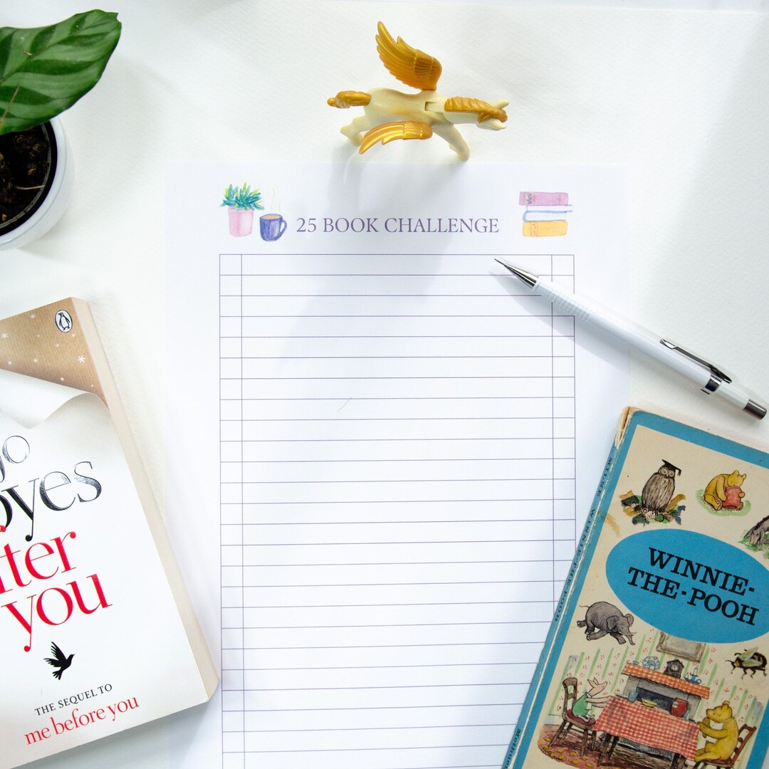 25 Book Challenge Tracker, Reading Challenge, Colorful Book Lover ...