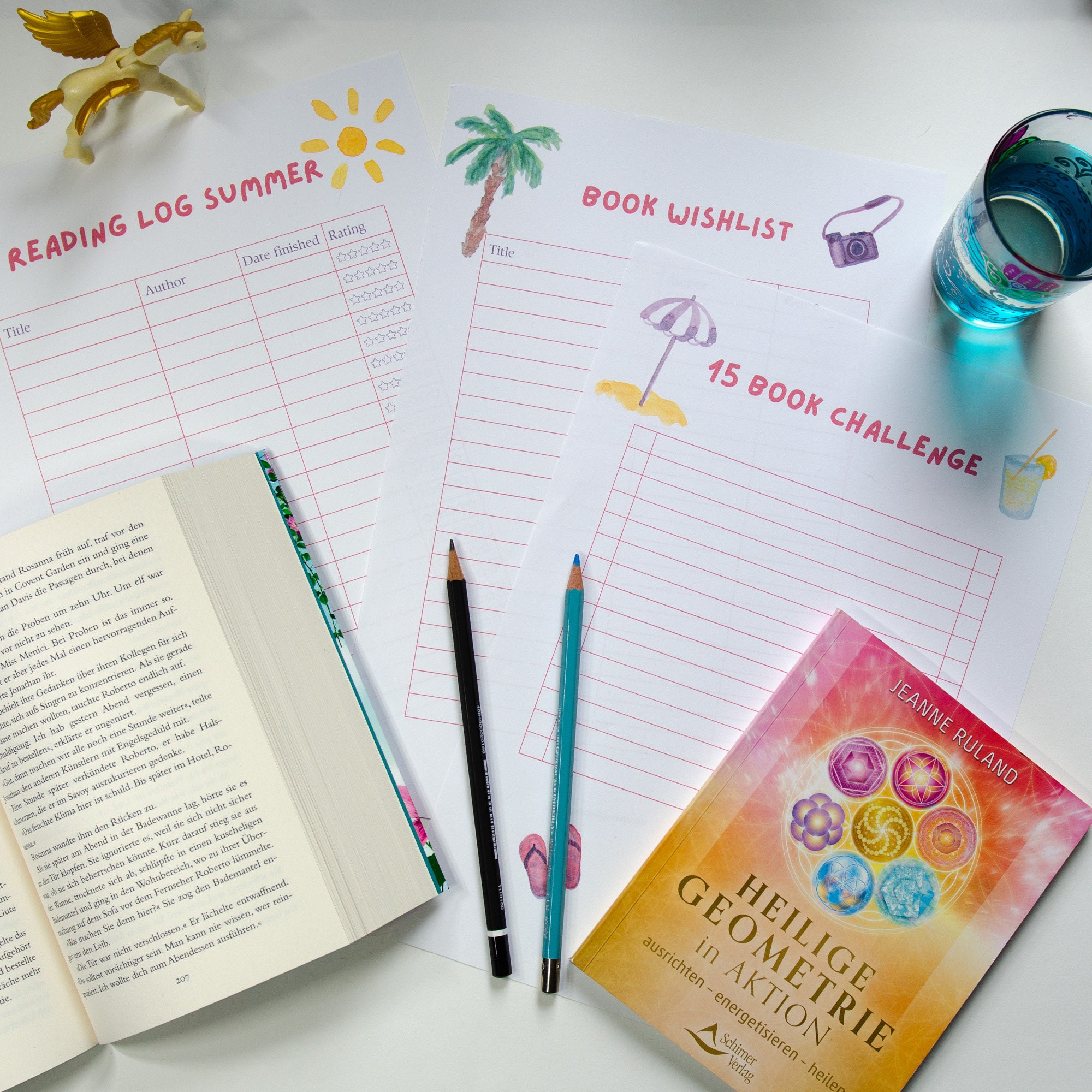 Summer Reading Tracker Bundle, Cute Reading Journal, Colorful Printable ...
