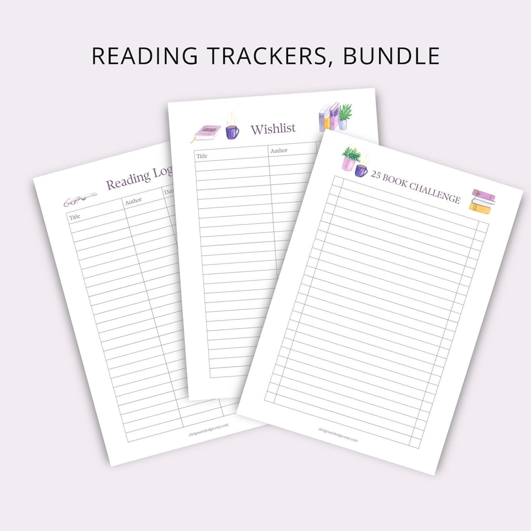 Reading Tracker Bundle, Cute Reading Journal, Colorful Printable ...