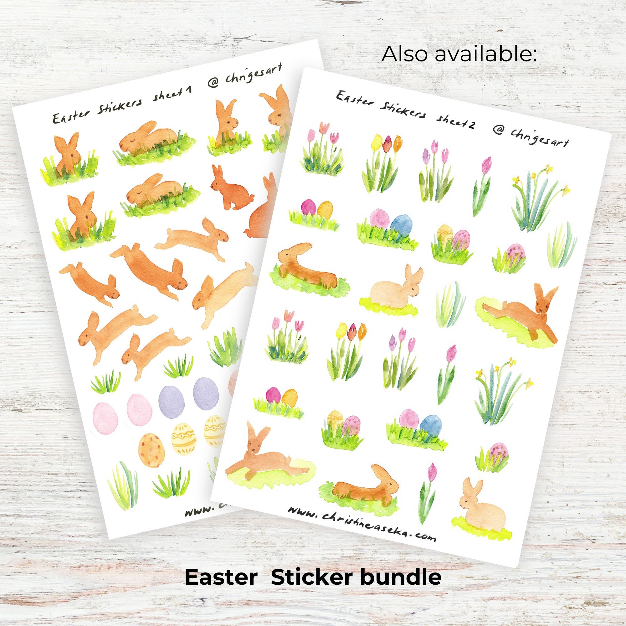 Easter Sticker Sheet, Easter Stickers, Watercolor Stickers, Spring ...