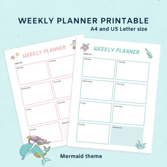 Weekly Planner Printable Vertical Planner Weekly Minimalist | Etsy