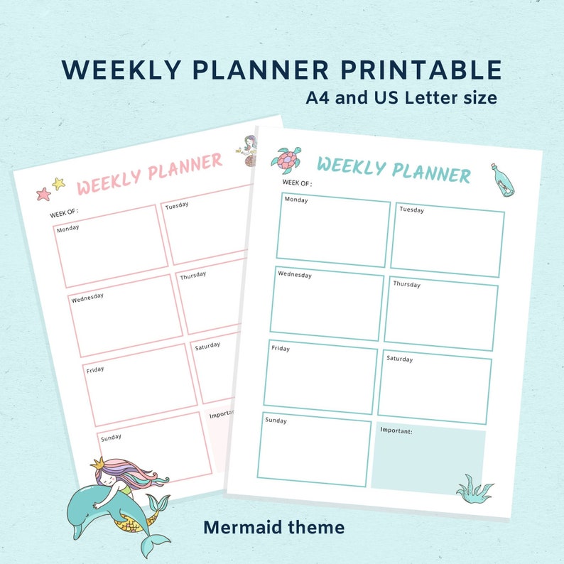 Weekly Planner Printable Vertical Planner Weekly Minimalist - Etsy