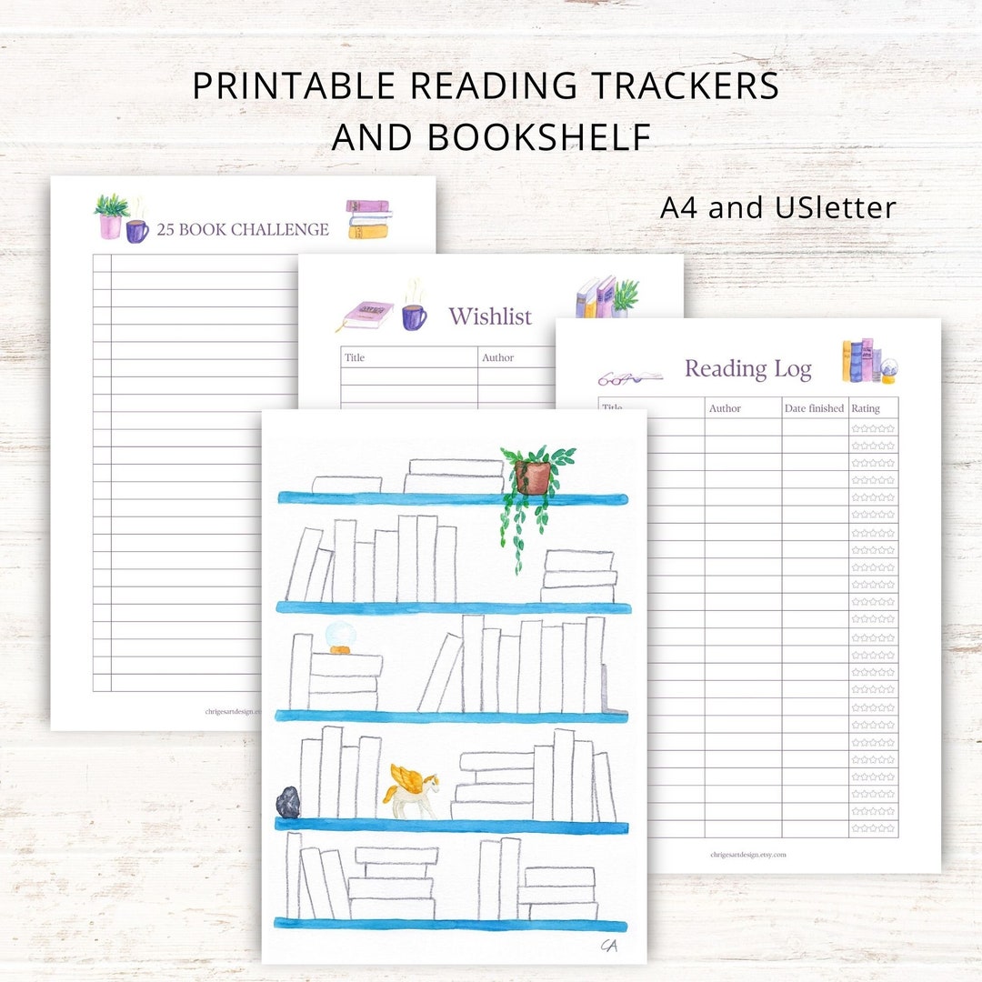 Reading Tracker Bundle and Bookshelf, Reading Journal, Colorful Book ...