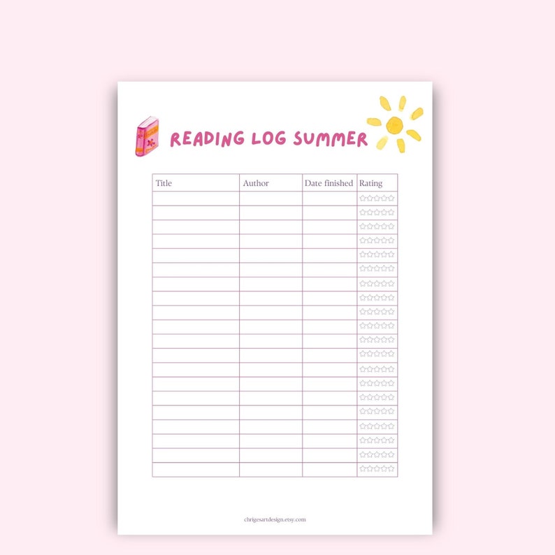 Summer Reading Tracker Bundle, Cute Reading Journal, Colorful Printable ...