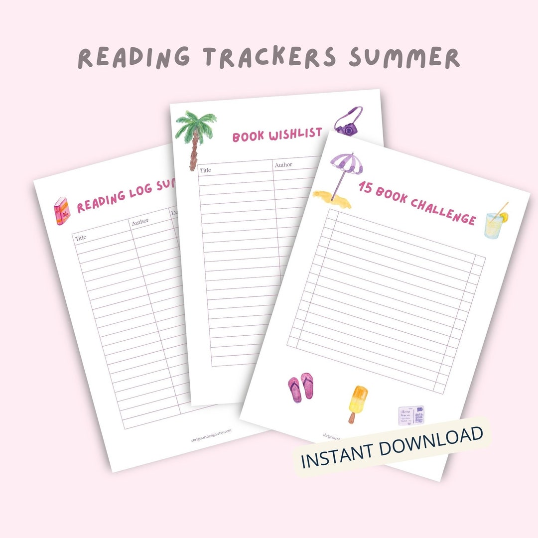 Summer Reading Tracker Bundle, Cute Reading Journal, Colorful Printable ...