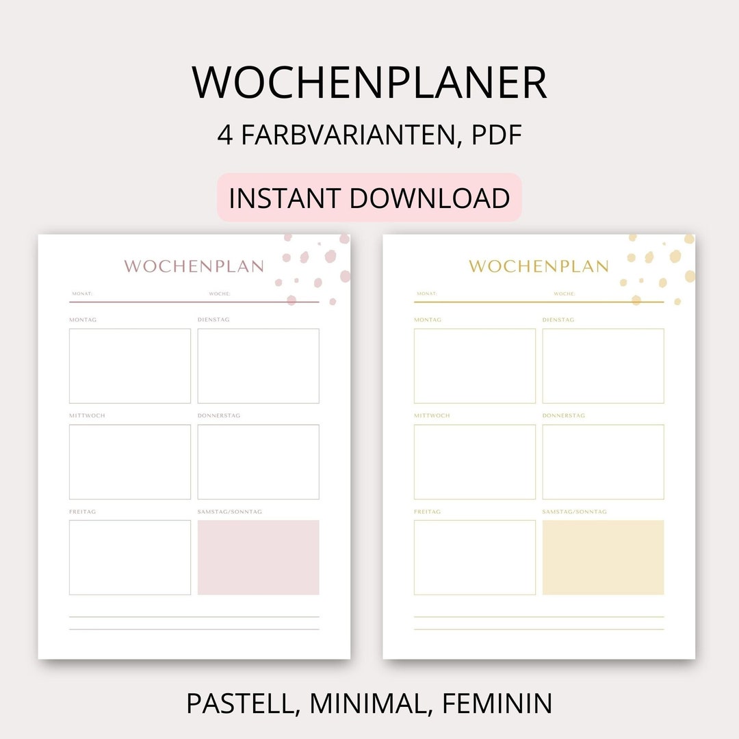 Weekly Planner A4 in German, Minimal to Do List for Family 2024 ...