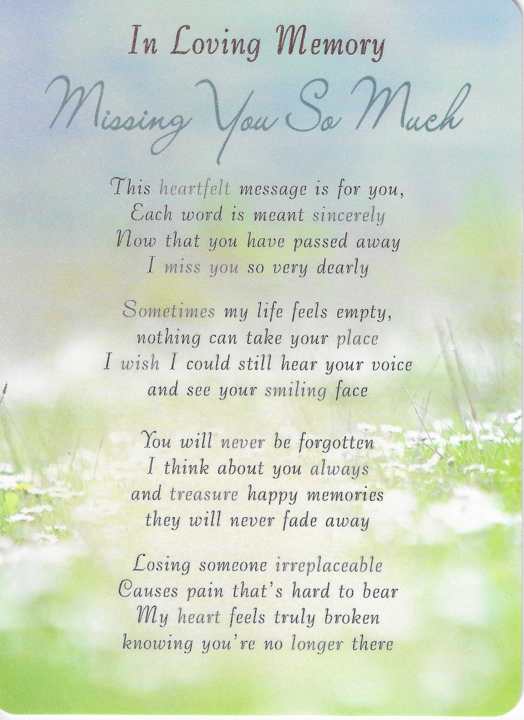 Grave Memorial Card, in Loving Memory Missing You so Much - Etsy