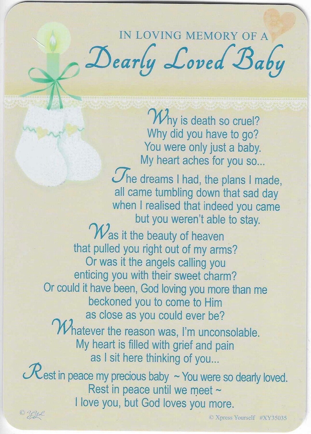 Grave Memorial Card, in Loving Memory of A Dearly Loved Baby - Etsy