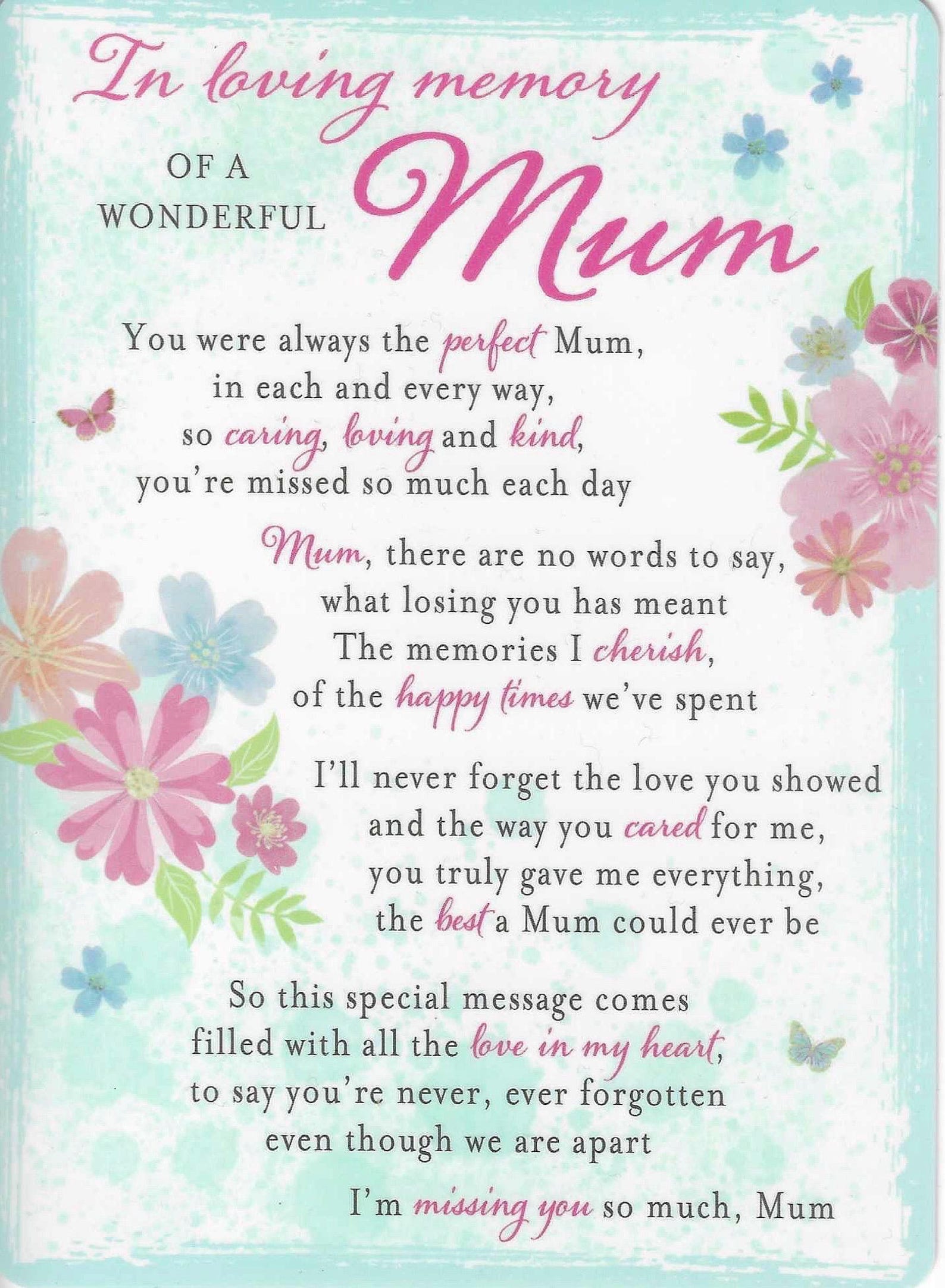 Memorial Grave Card, in Loving Memory of Mum - Etsy