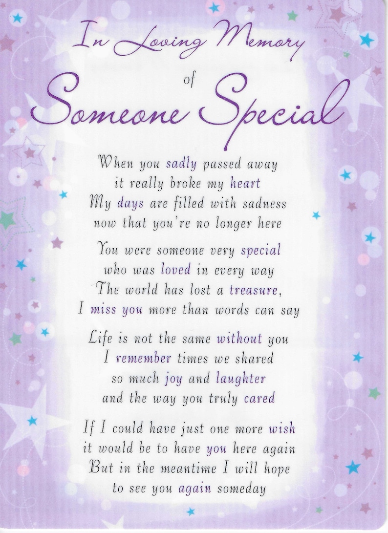 Grave Memorial Card, in Loving Memory | Someone Soecial - Etsy