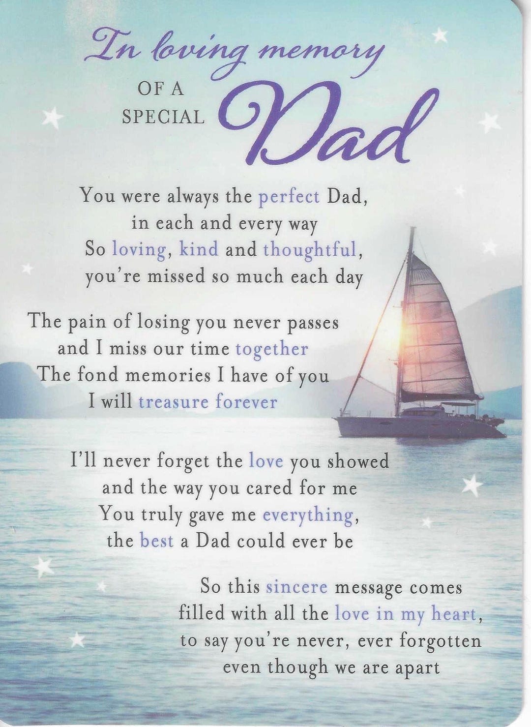 Grave Memorial Card, in Loving Memory of a Special Dad - Etsy