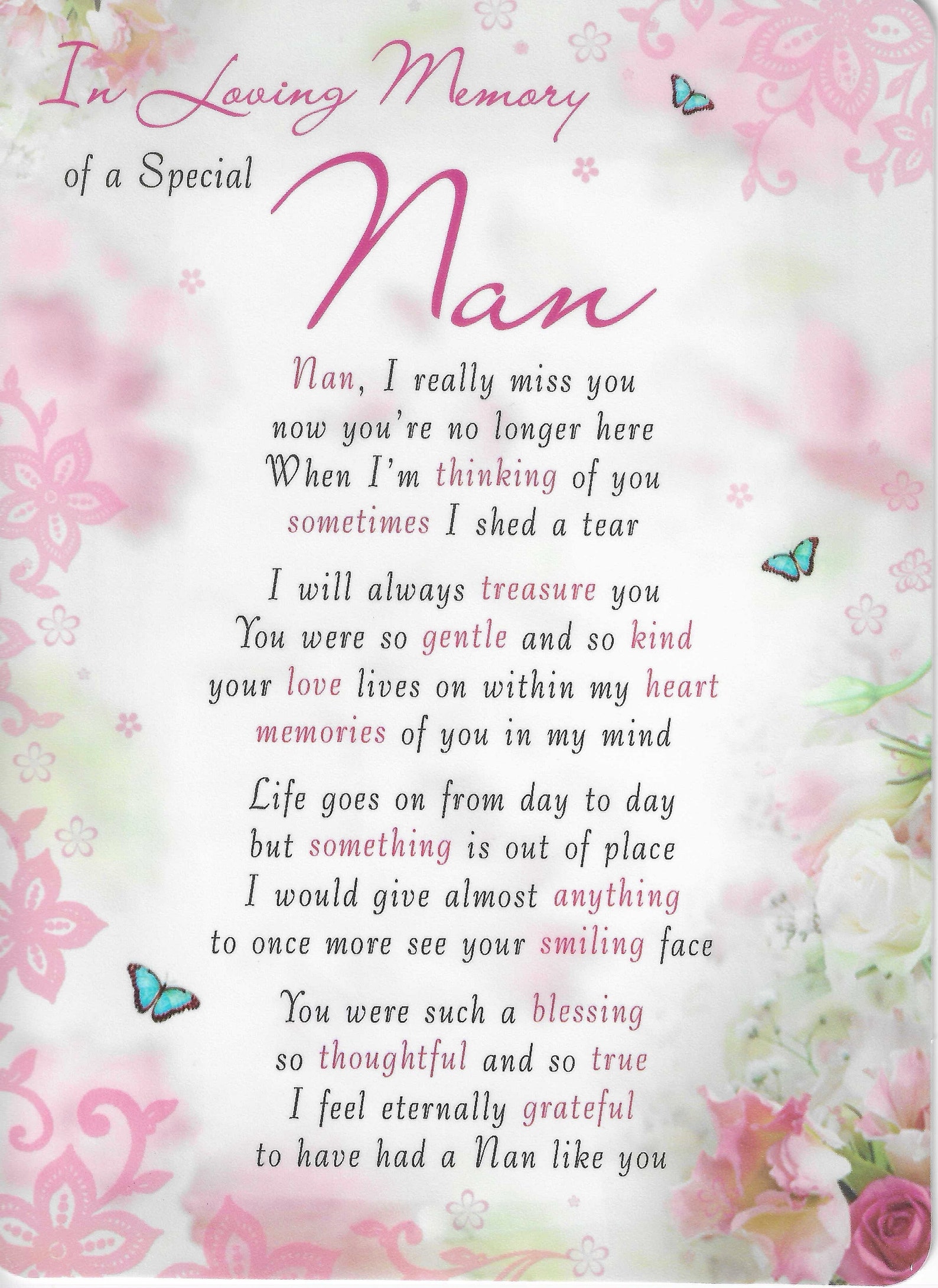Grave Memorial Card, in Loving Memory of a Special Nan - Etsy