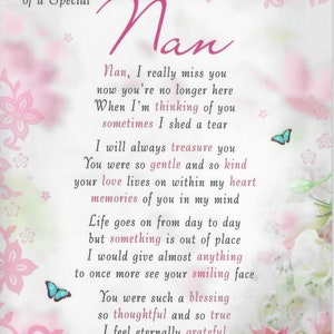 Grave Memorial Card, in Loving Memory of a Special Nan - Etsy