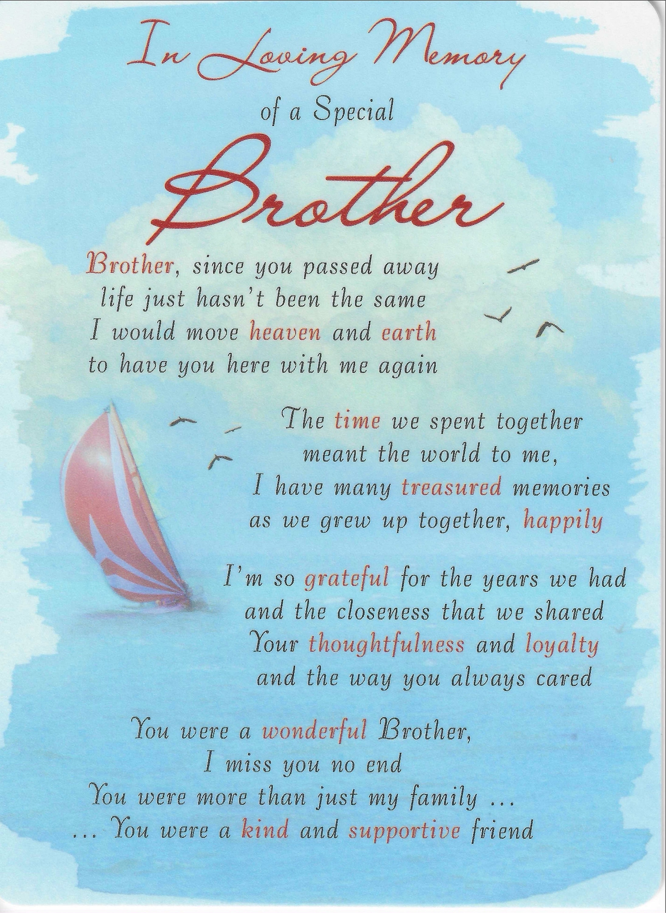 Grave Memorial Card, in Loving Memory of a Special Brother - Etsy