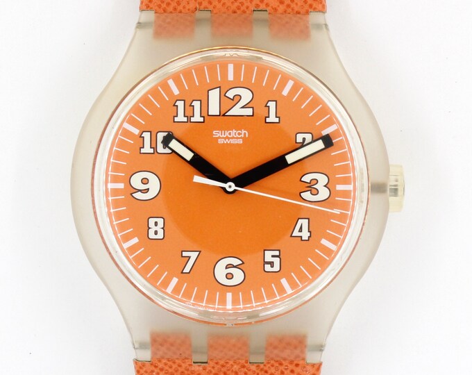 Vintage 2002 Swatch Watch “SQUEEZED PUMPKINS” SUDK102 Large 44mm ...