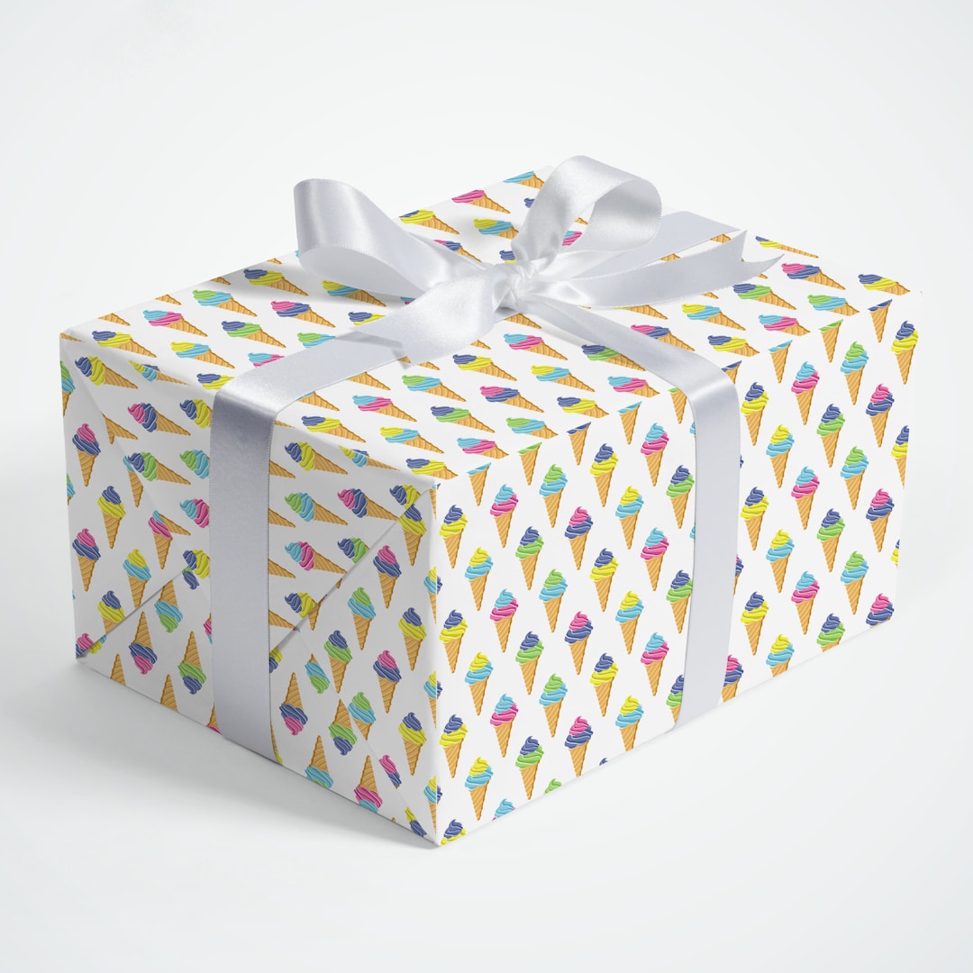 Multicolored Ice Cream Gift Wrap Ice Cream Wrapping Paper, Ice Cream ...