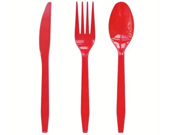 24-set Red Cutlery Utensils Wedding Cutlery Birthday Party Cutlery ...