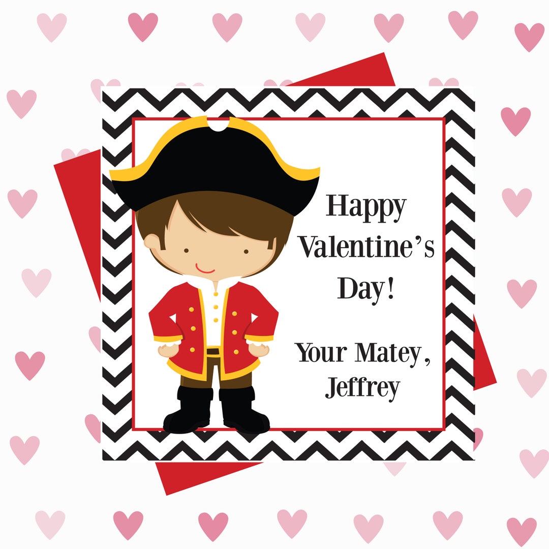 EDITABLE Chevron Pirate Valentine's Day Cards Custom Valentine Card ...