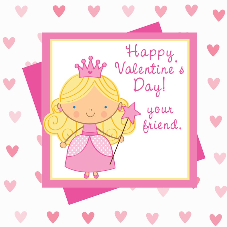 EDITABLE Fairy Princess With Wand Valentine's Day Cards Custom ...