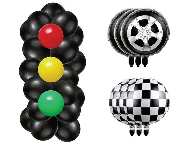 Checkered Flag Balloon Set Race Car Birthday, Race Car Baby Shower ...