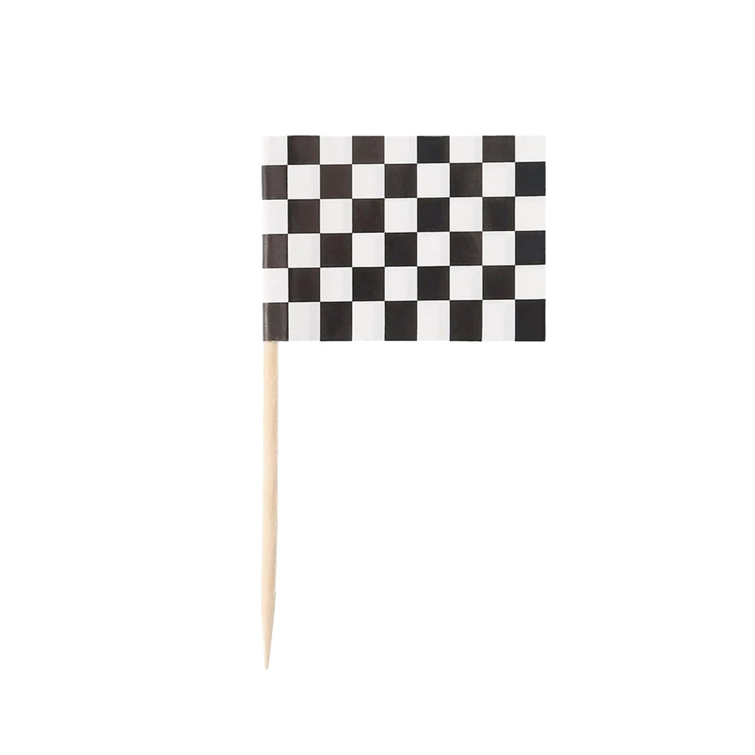 24 Racing Party Toppers Checkered Flag, Food Pick, Cupcake Toppers ...