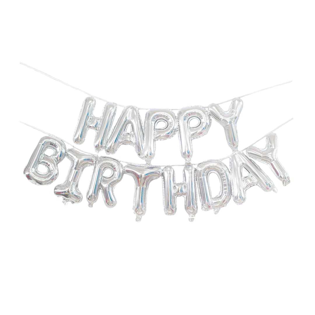 Silver Happy Birthday Banner Silver Happy Birthday Bunting, Happy ...