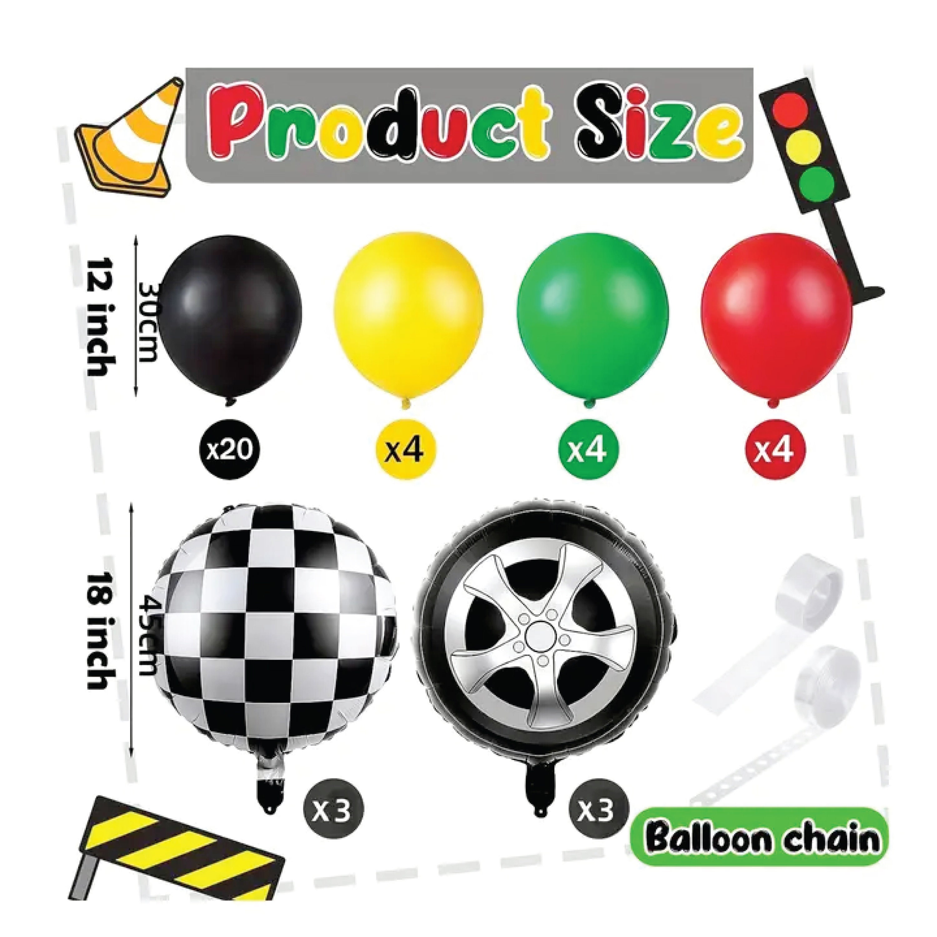 Checkered Flag Balloon Set Race Car Birthday, Race Car Baby Shower ...