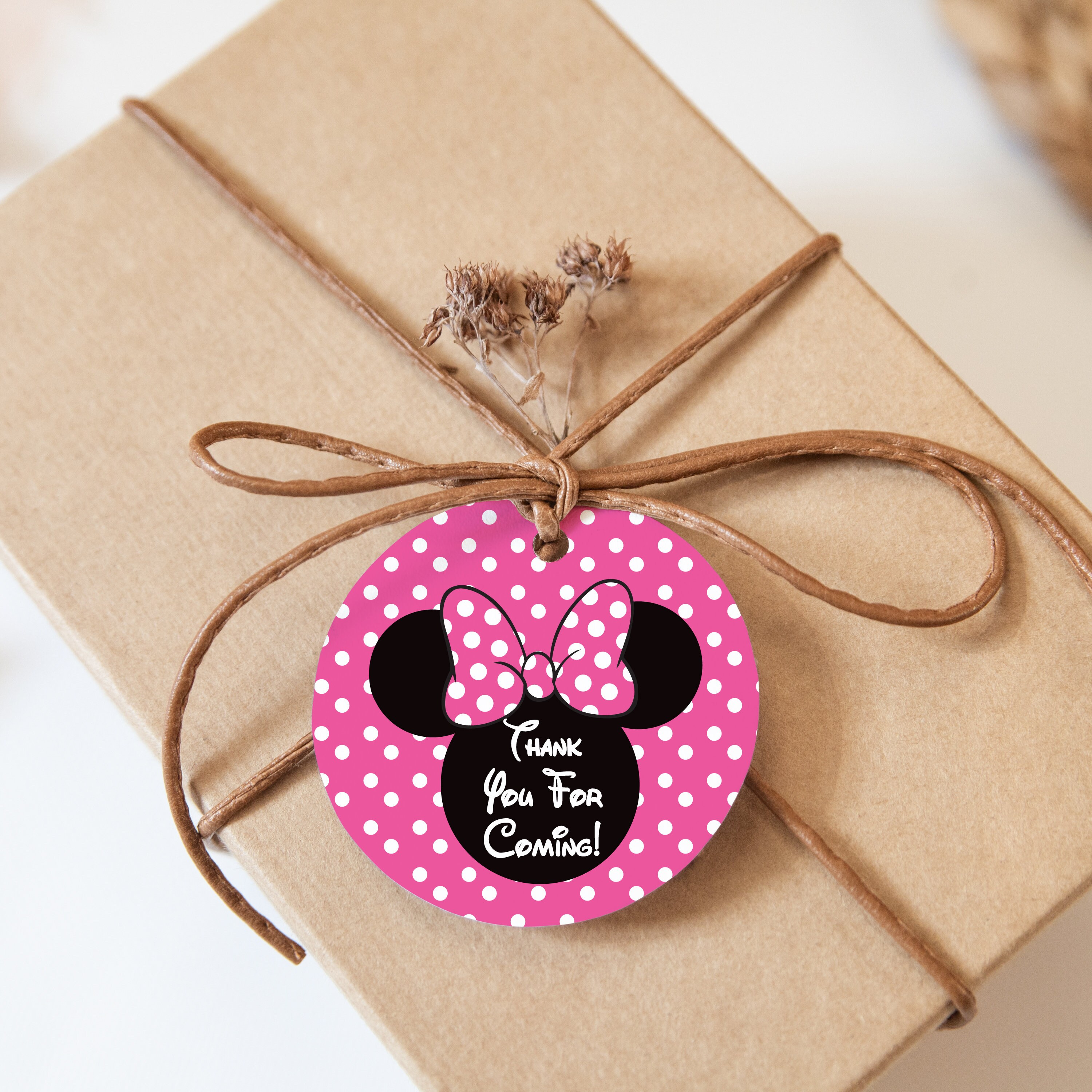 EDITABLE Pink Minnie Thank You Tag Minnie Party Birthday, Birthday ...
