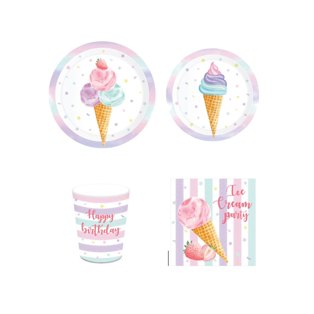 44 Piece Ice Cream Party Pack Ice Cream Pastel Party, Ice Cream Party ...