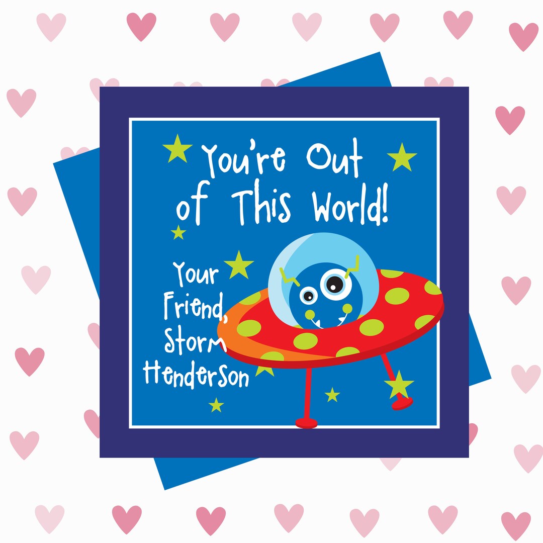 EDITABLE Alien Spaceship Valentine's Day Cards Custom Valentine Card ...