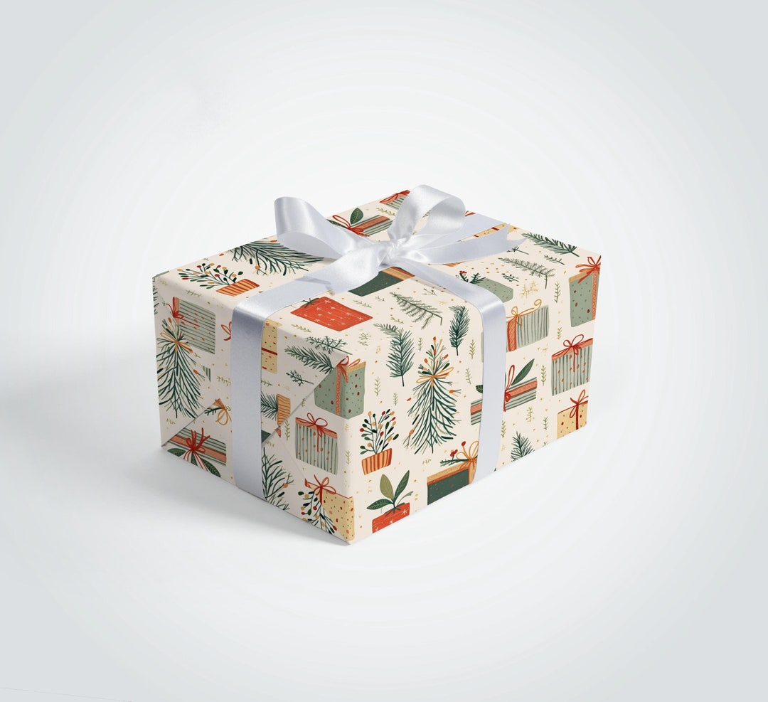 Retro Christmas Scenes Wrapping Paper sheets or Rolls Custom Paper ...