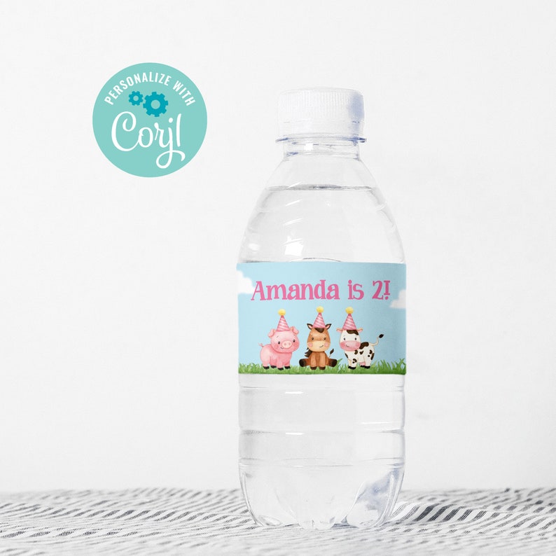 Farm Animals Water Bottle Labels - Set Of 20 Peel & Stick Labels For ...