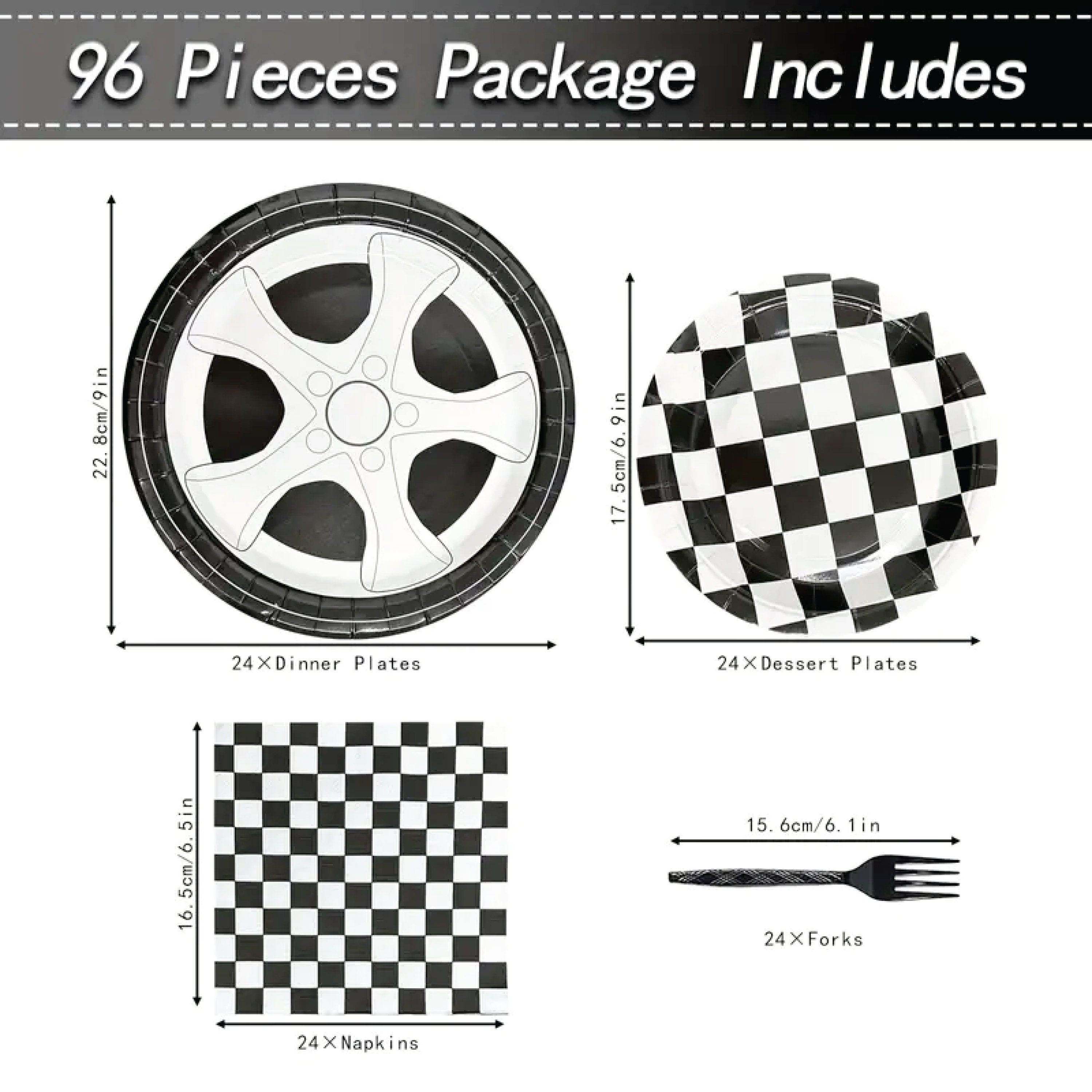 96 Piece Checkered Racecar Party Pack Race Car Birthday, Race Car Baby ...