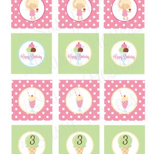 EDITABLE Ice Cream Cupcake Toppers Ice Cream Birthday, Birthday Party ...