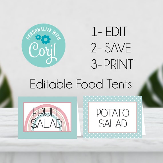 EDITABLE Boho Rainbow Party Food Tents Rainbow Birthday - Etsy