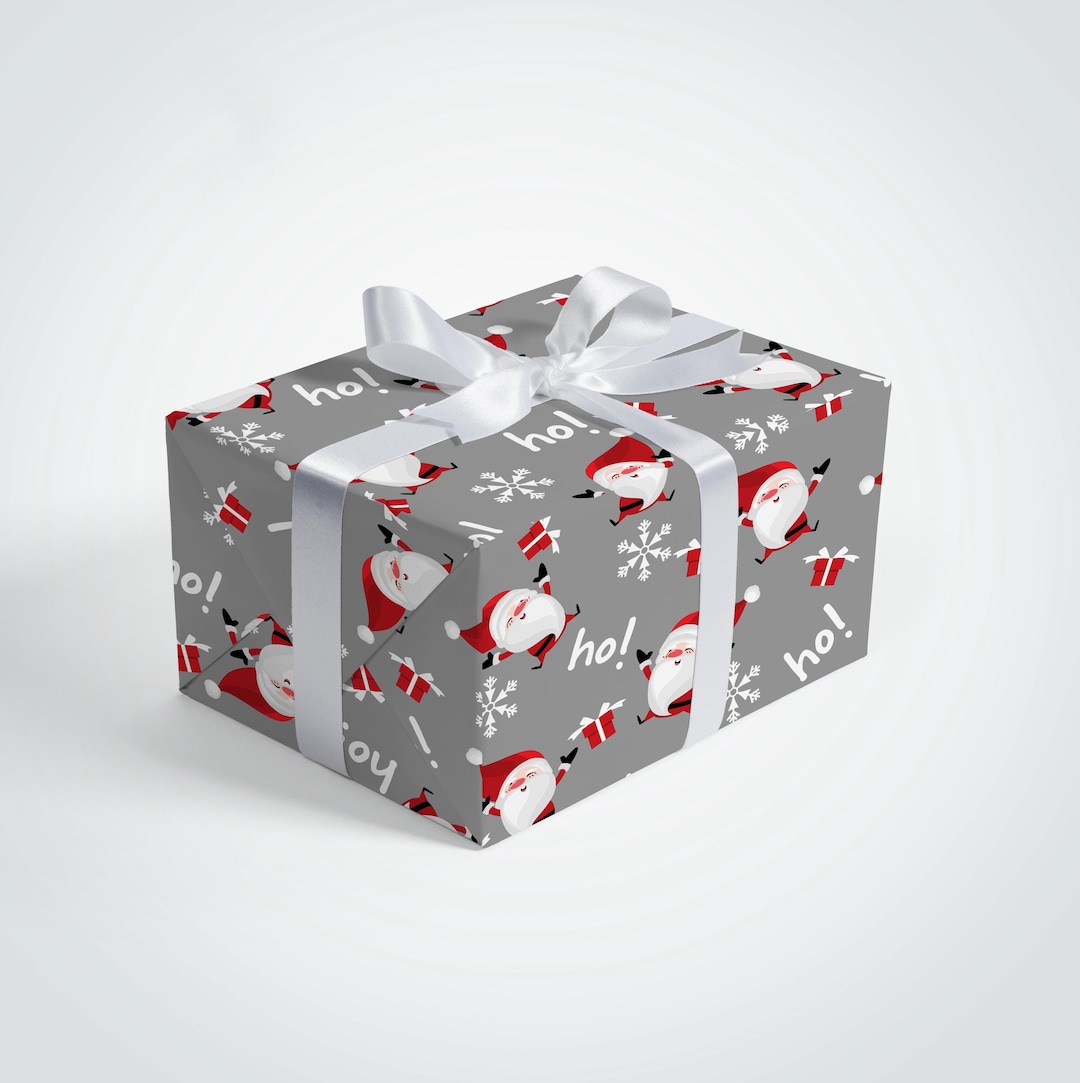 Santa Ho Ho Ho Christmas Scene Wrapping Paper sheets or Rolls Custom ...