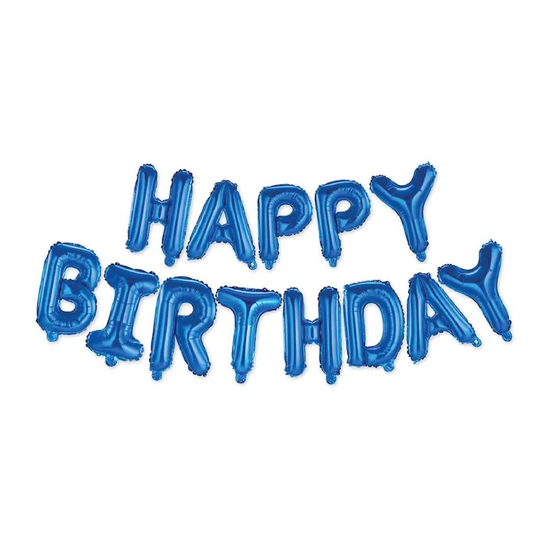 Blue Happy Birthday Banner Blue Happy Birthday Bunting, Happy Birthday ...