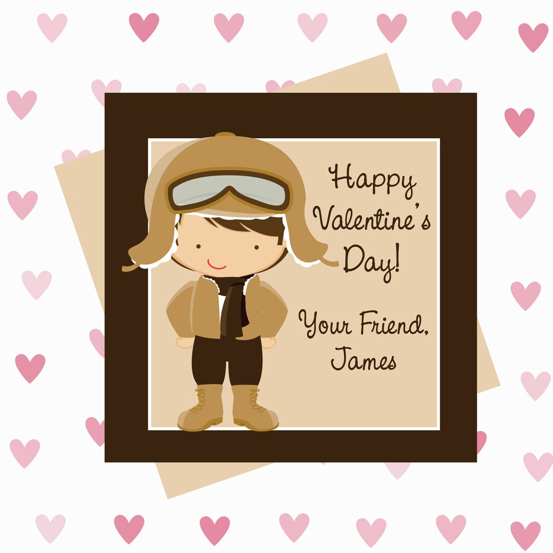 EDITABLE Aviator Pilot Valentine's Day Cards Custom Valentine Card ...