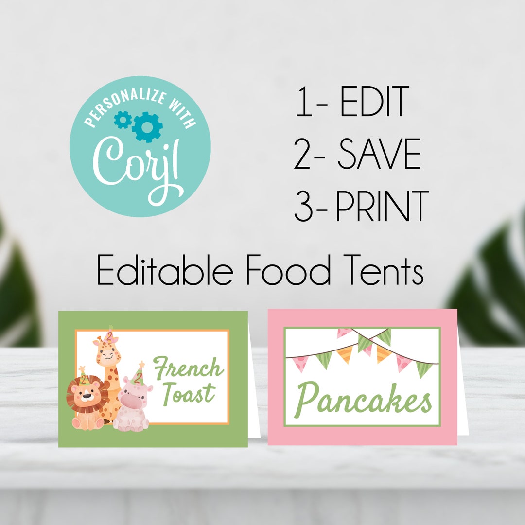 EDITABLE Food Labels Safari Party Food Tents Safari Animals - Etsy UK