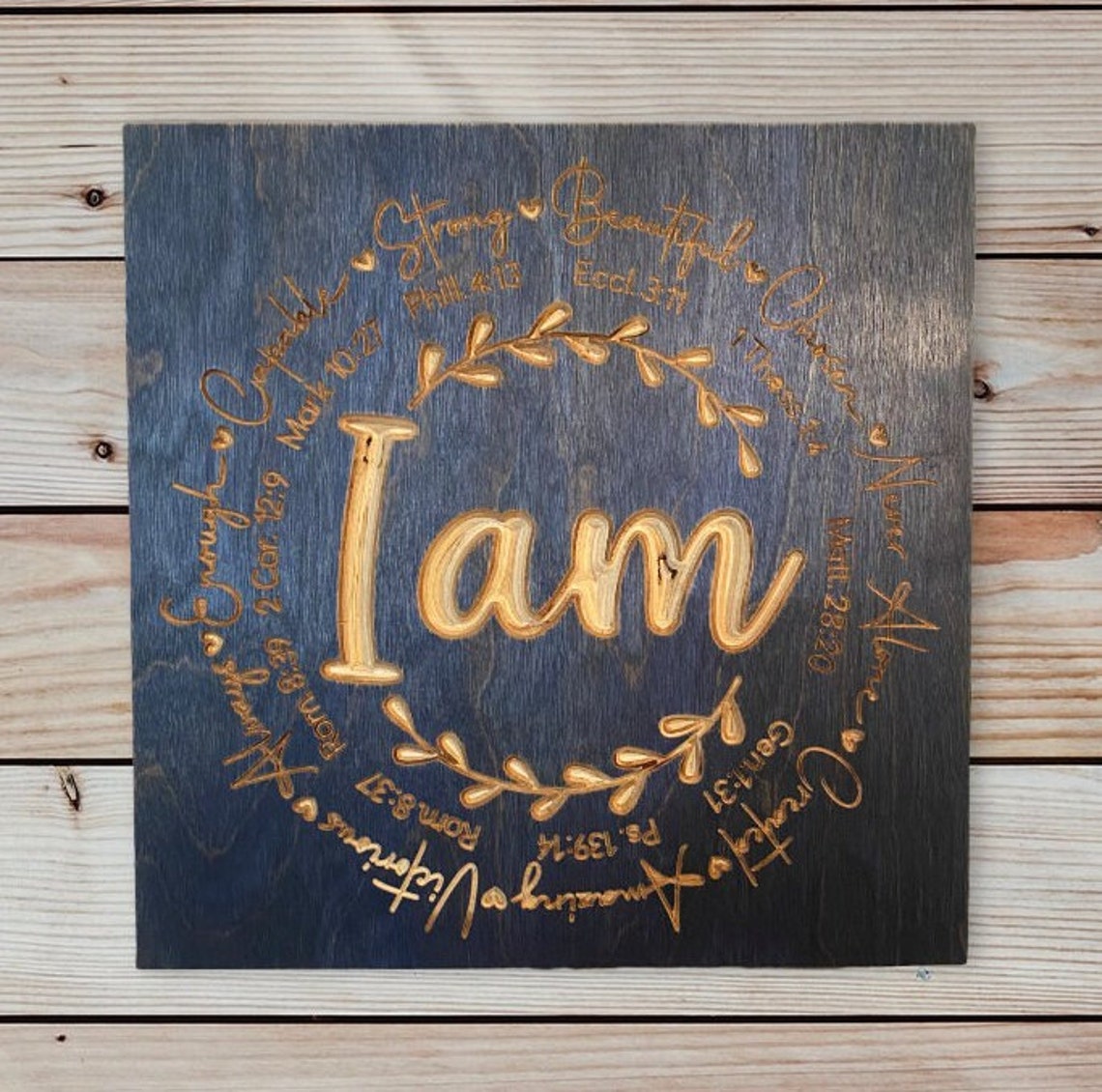 I Am Bible Verse Wood Sign Christian Scripture Wall Art - Etsy