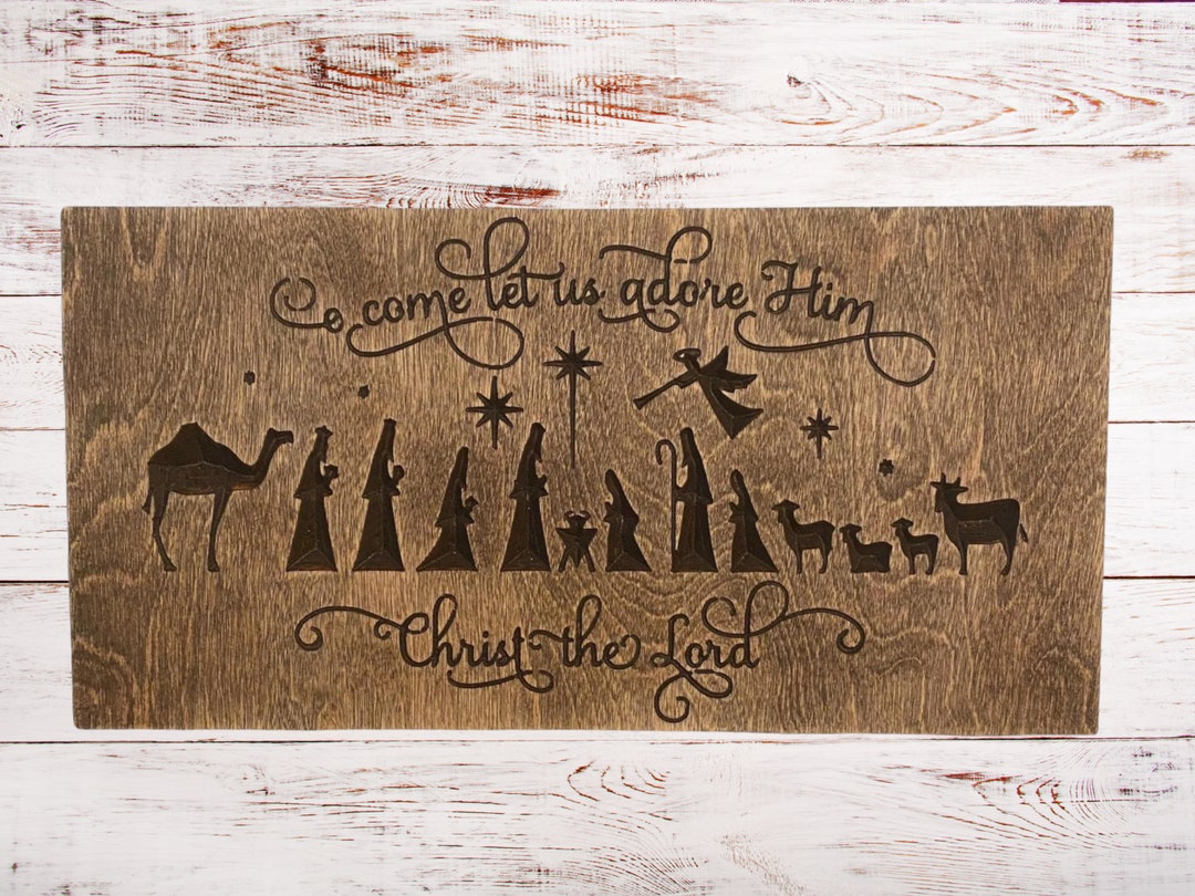 O Come Let Us Adore Him Wall Art | Nativity Bible Verse Christian ...
