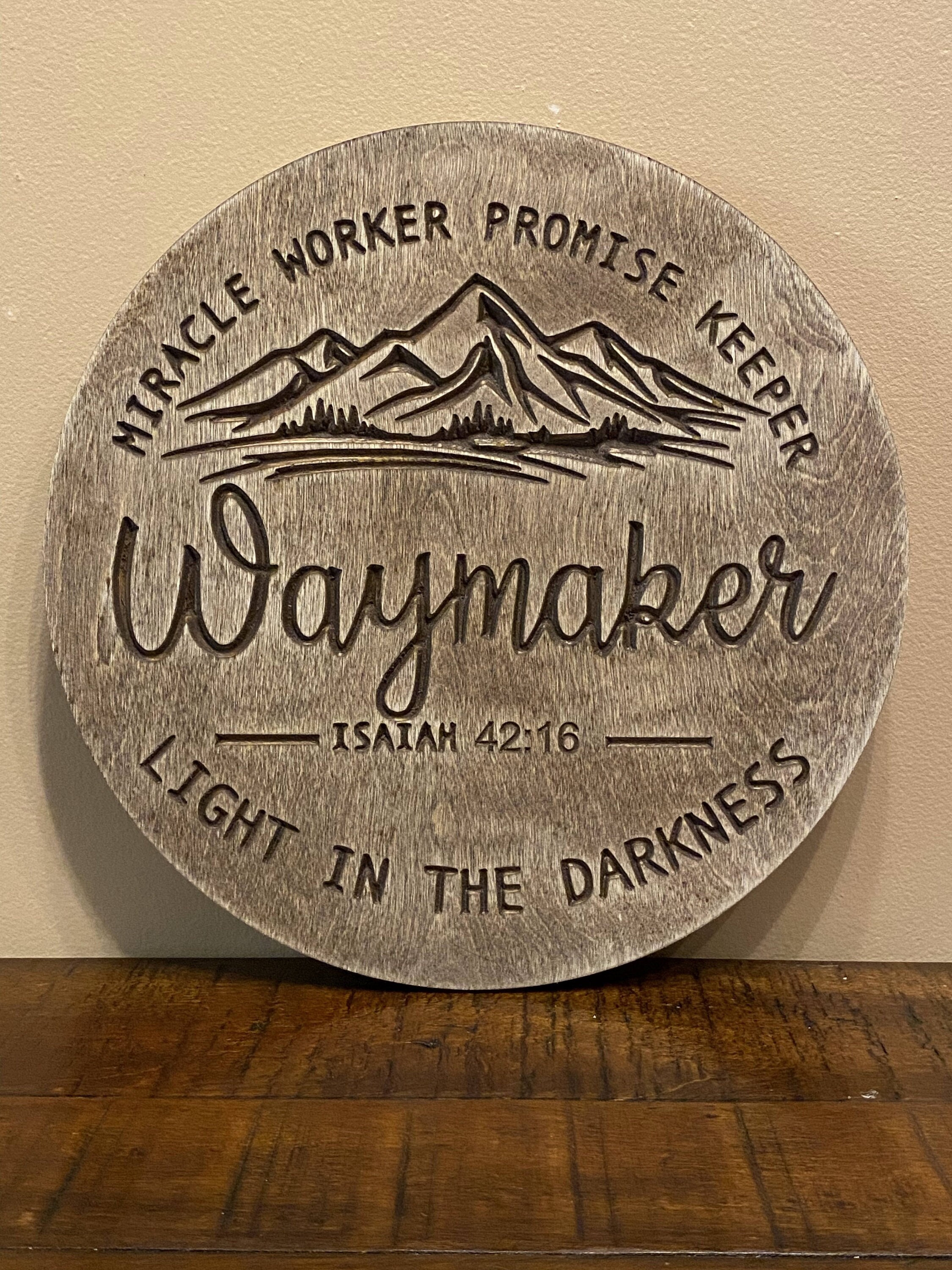 Waymaker Miracle Worker Promise Keeper Christian Wall Art Wood | Etsy