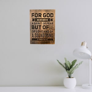 2 Timothy 1:7 Carved Scripture Wall Art Wood | Christian Wall Art Large ...