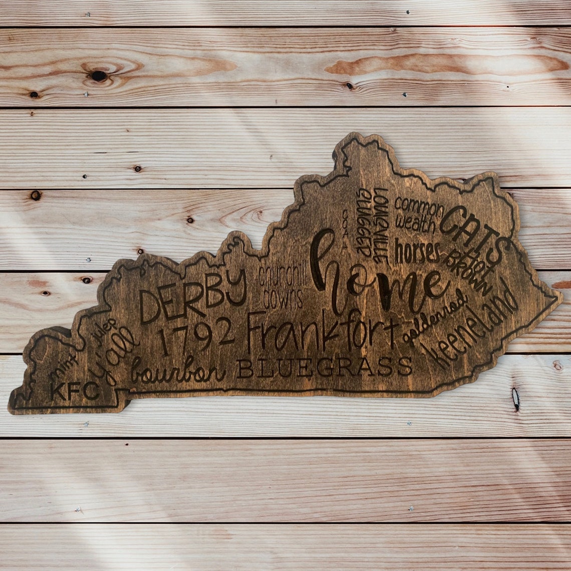Kentucky Word Map Wall Art Wood Carved Wood Sign - Etsy