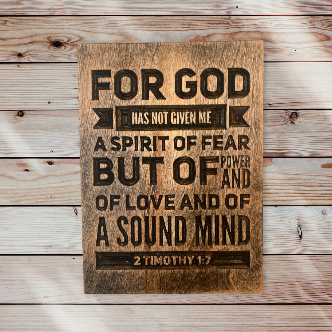 2 Timothy 1:7 Carved Scripture Wall Art Wood | Christian Wall Art Large ...