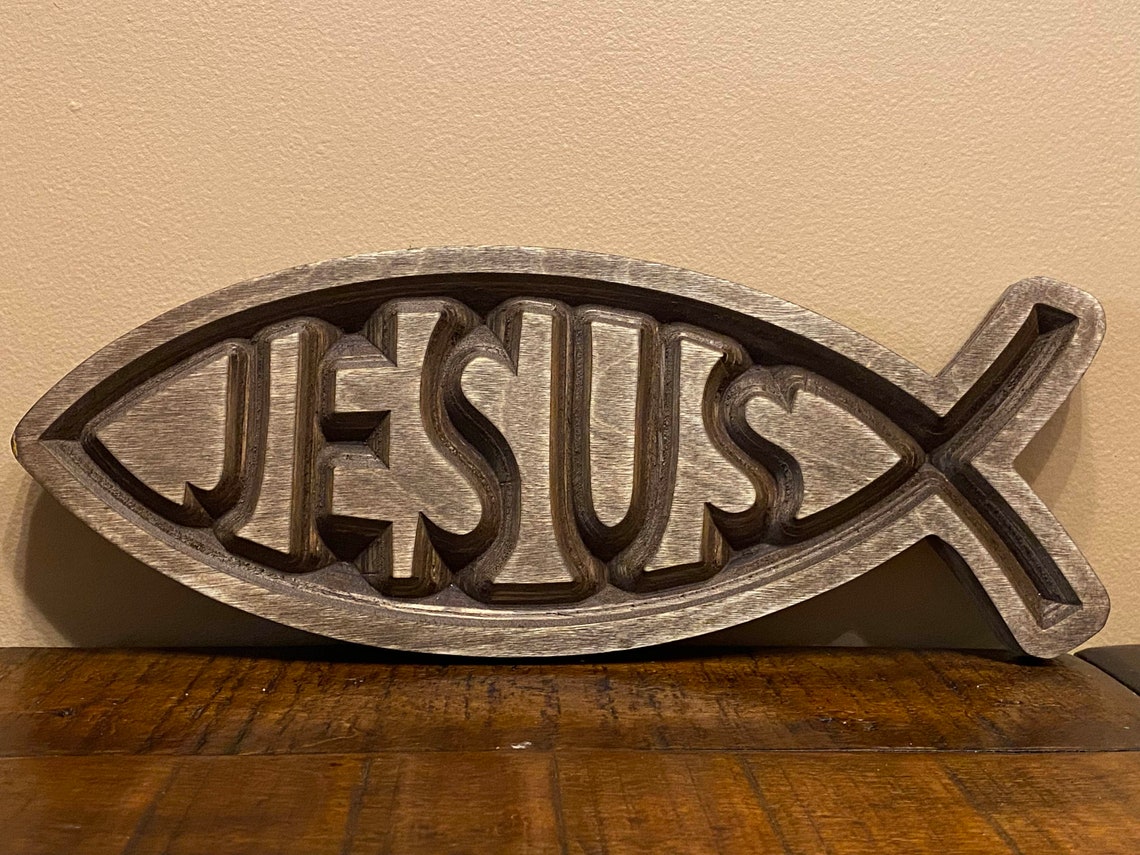 Jesus Ichthys Fish Christian Wall Art Wood Sign JESUS FISH - Etsy