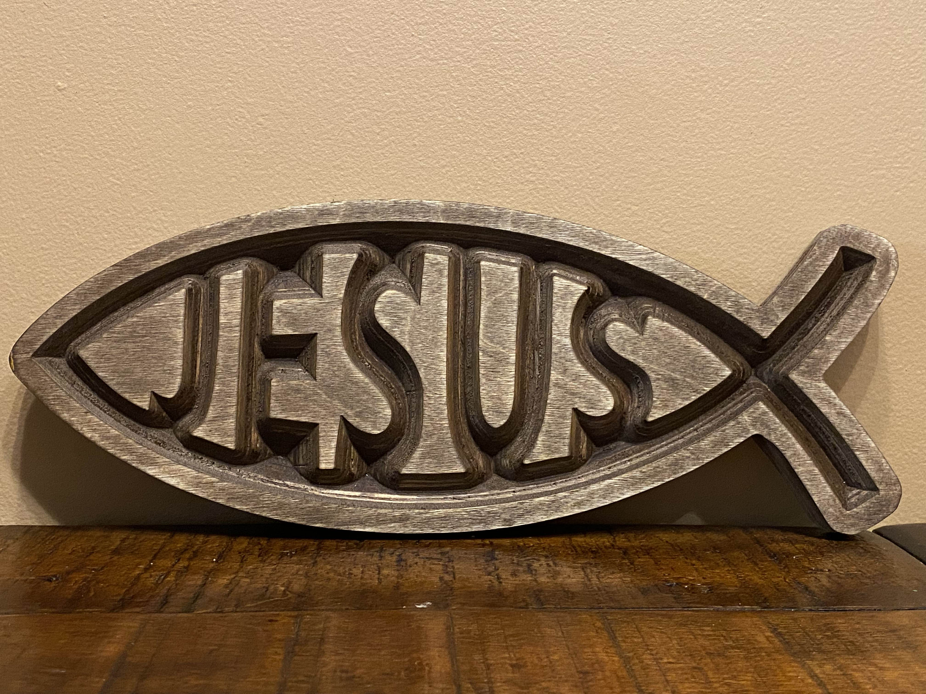 Jesus Ichthys Fish Christian Wall Art Wood Sign JESUS FISH - Etsy