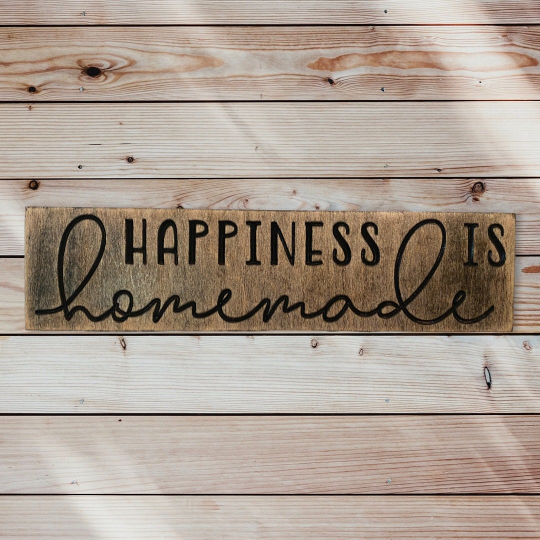 Happiness is Homemade Wood Carved Wall Art Wood Sign Wedding - Etsy