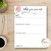 Floral Substitute Teacher Notes • Teacher Organization • Printable ...